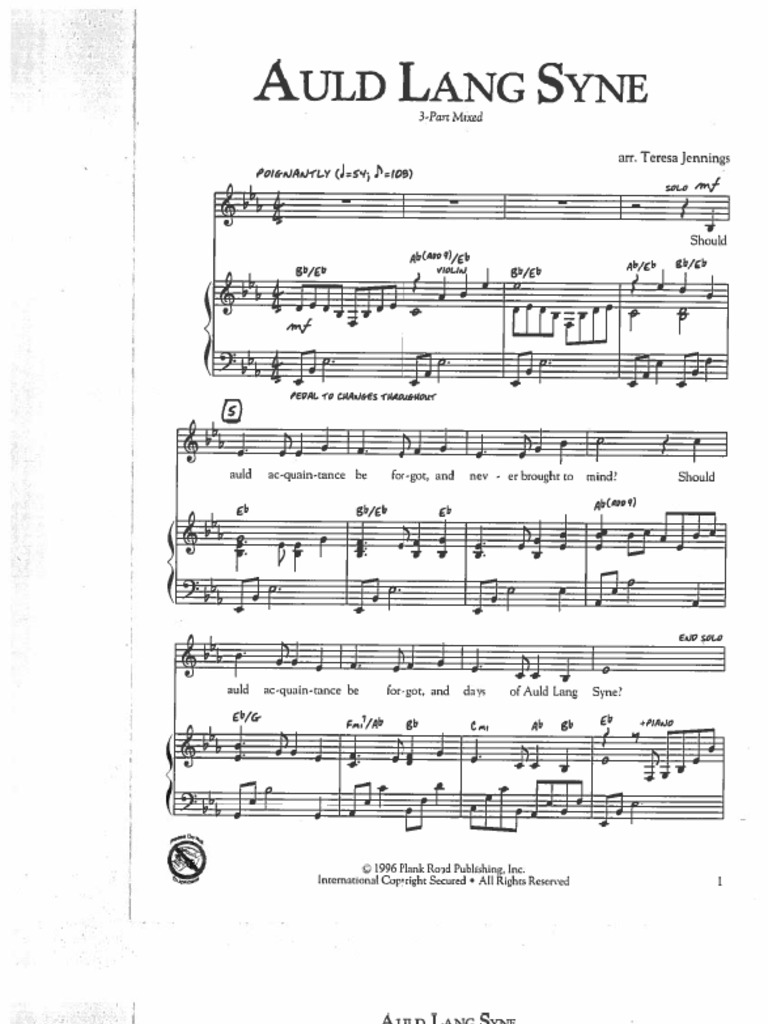 Auld Lang Syne Sheet Music | PDF