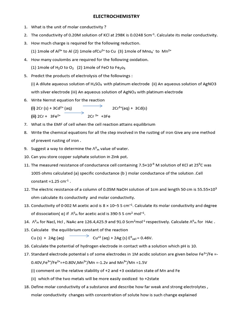 Electrochemistry Assignment | PDF | Electrochemistry | Ph