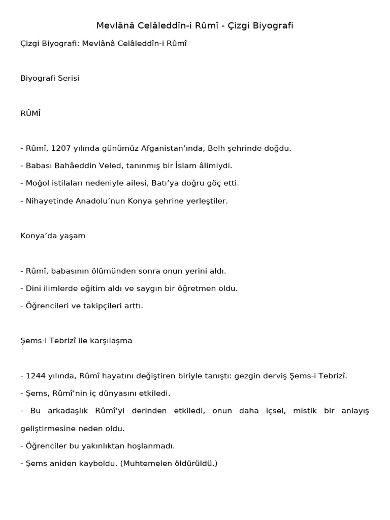 Rumi Graphic Biyografi Turkce | PDF