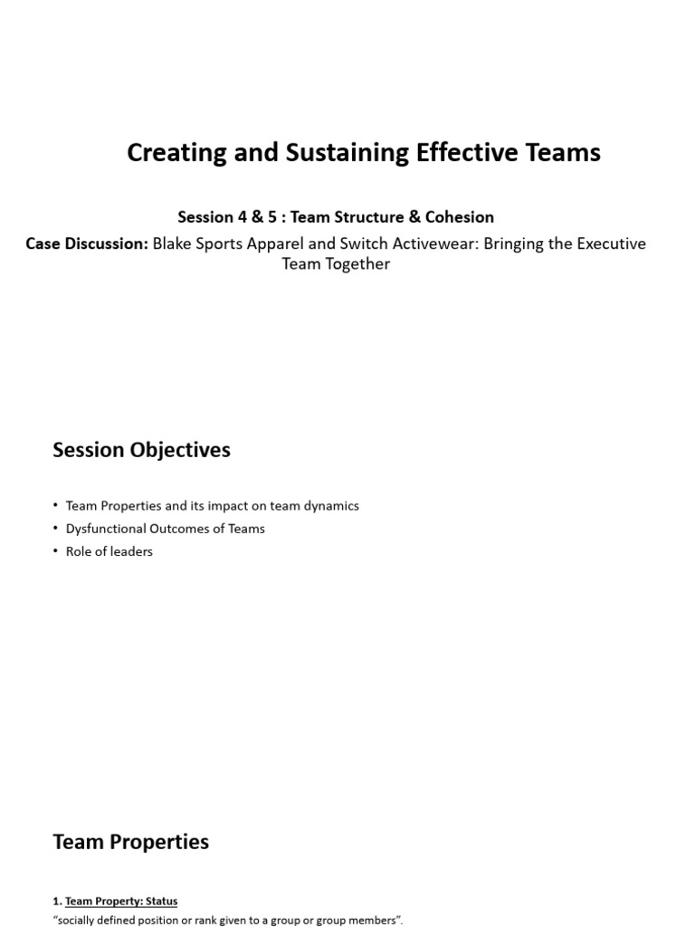 CSET - Session 4 5 - Team Structure and Cohesion | PDF | Incentive ...