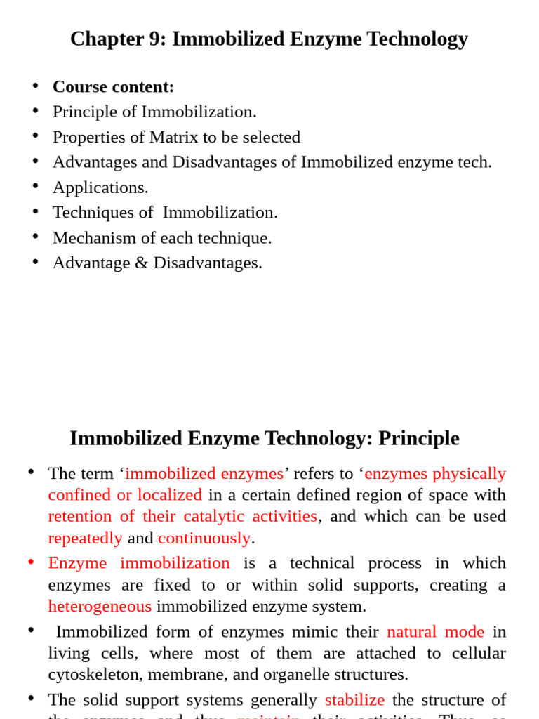 Immobilized Enzyme Technology Overview | PDF | Biopolymer | Enzyme