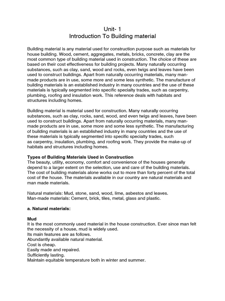 Introduction To Building Materials | PDF | Building Materials | Rock ...