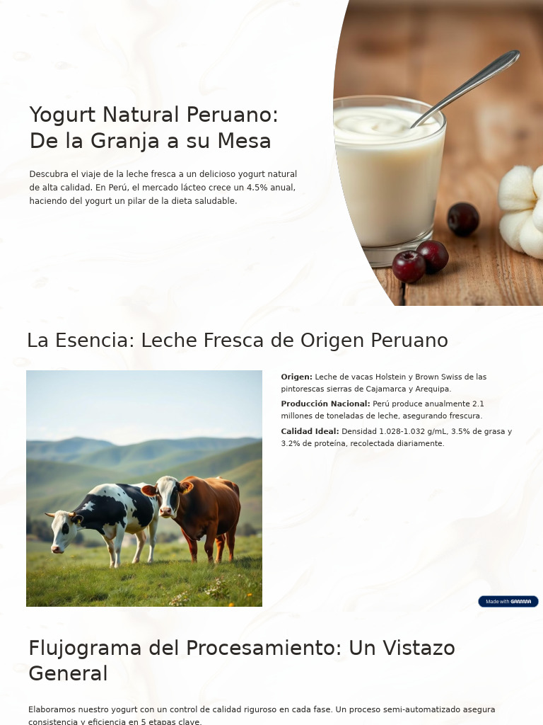 Yogurt Natural Peruano de La Granja A Su Mesa | PDF | Yogur | Leche