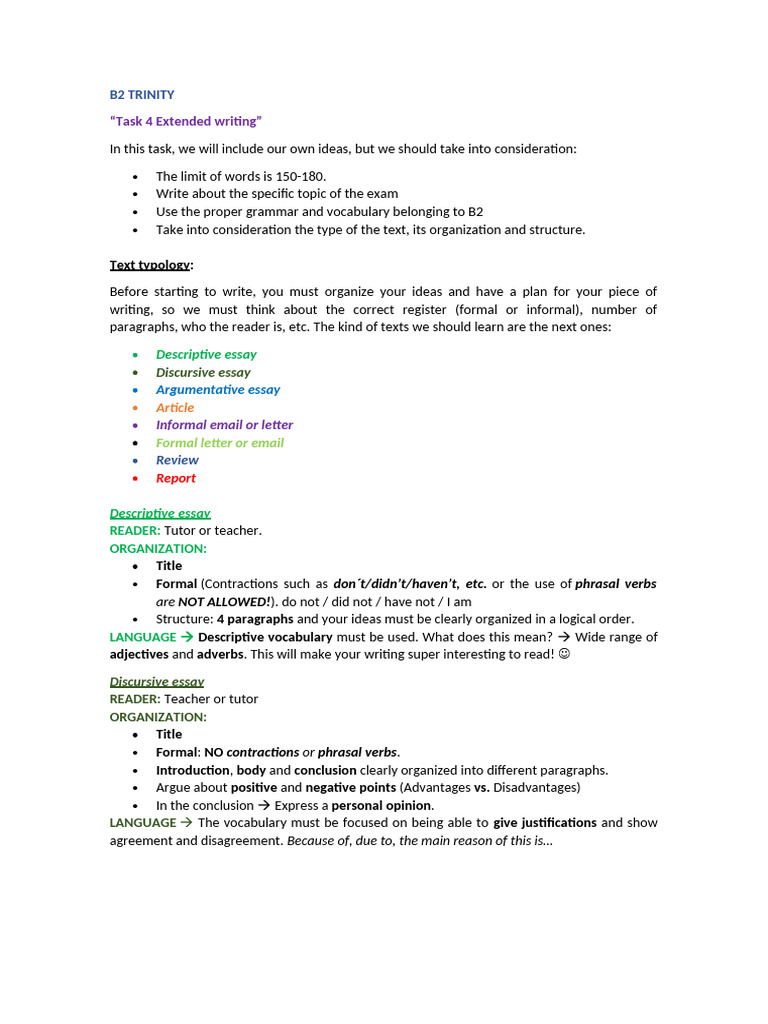 B2 Writing Task: Essay Typologies | PDF | Essays | Linguistic Typology