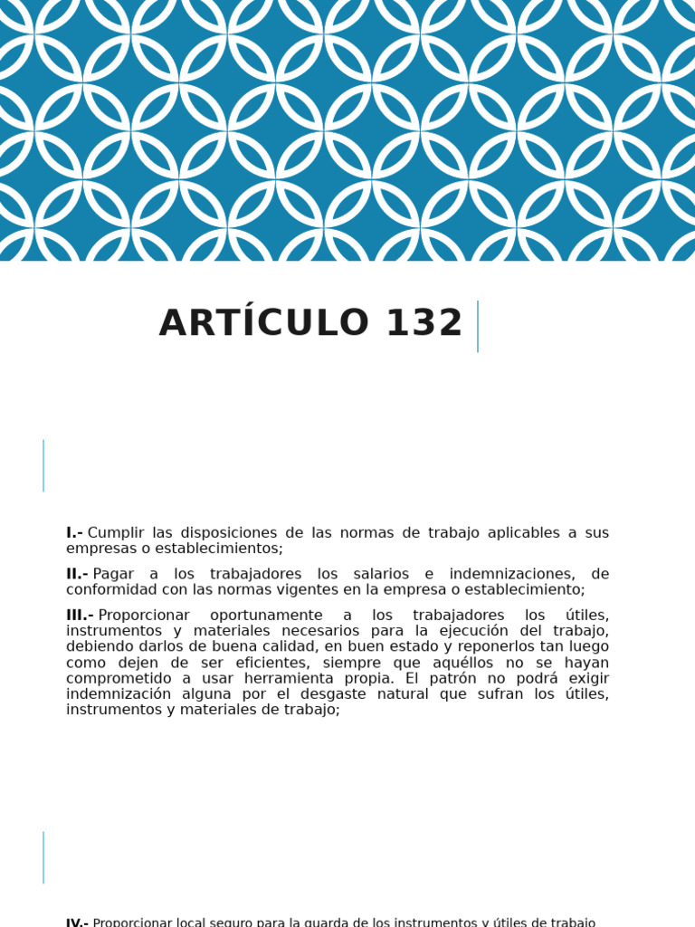 Artículo 132 Ley Federal Del Trabajo | PDF | Derecho laboral