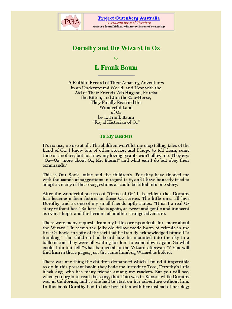 4 Dorothy and The Wizard in Oz | PDF | Land Of Oz | Dorothy Gale