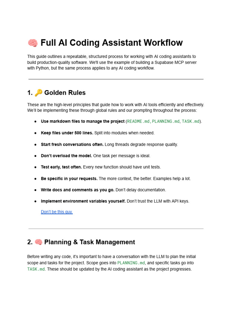 AI Coding Assistant Workflow Guide | PDF | Python (Programming Language ...