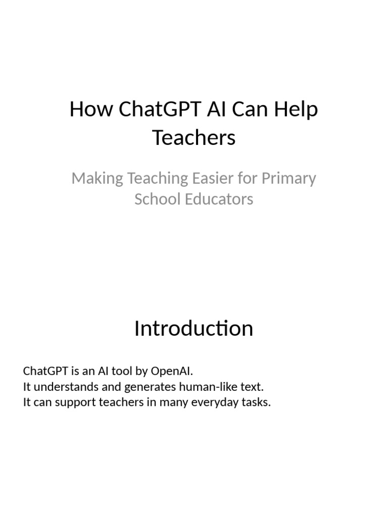 ChatGPT For Teachers Presentation | PDF
