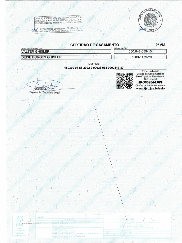 Cert Casamento Verso | PDF