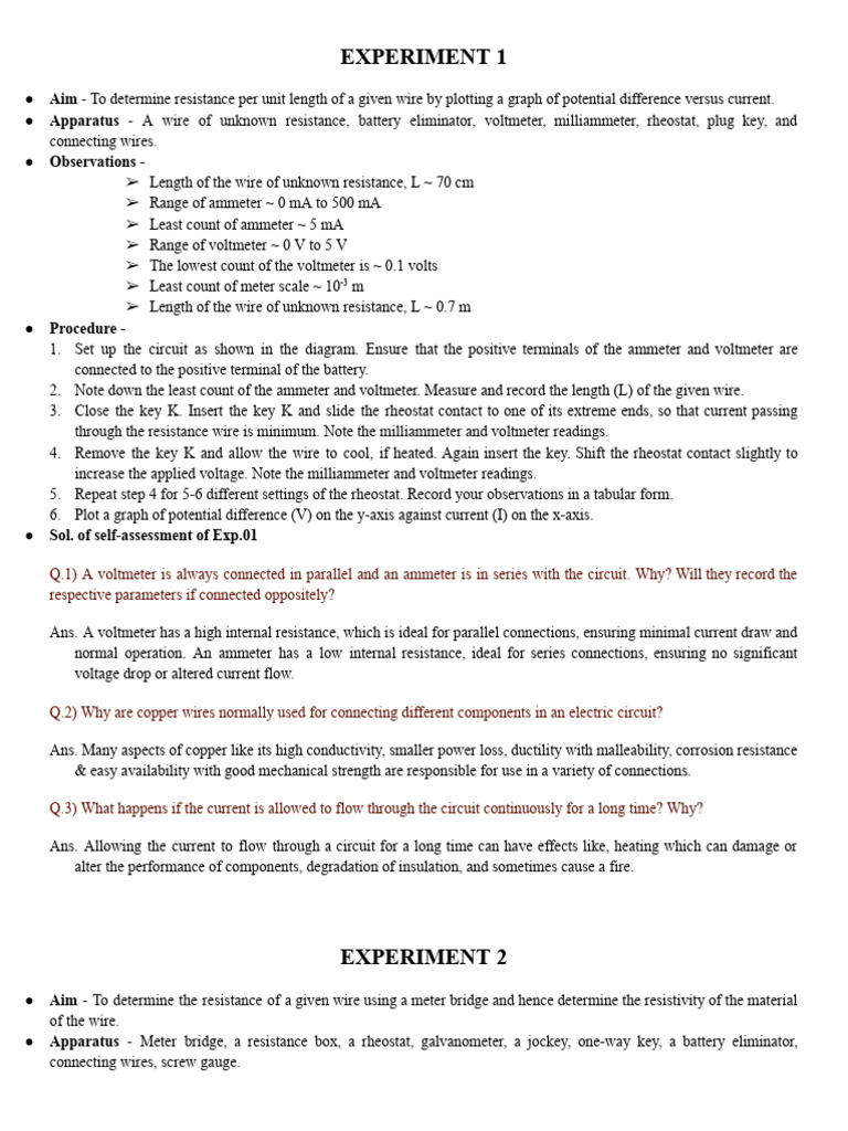 Measuring Wire Resistance and Resistivity | PDF | Voltage | Significant ...