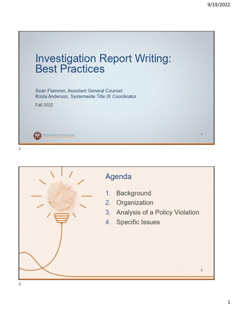 Investigation Report Writing Training PPT Materials Fall.2022 | PDF ...