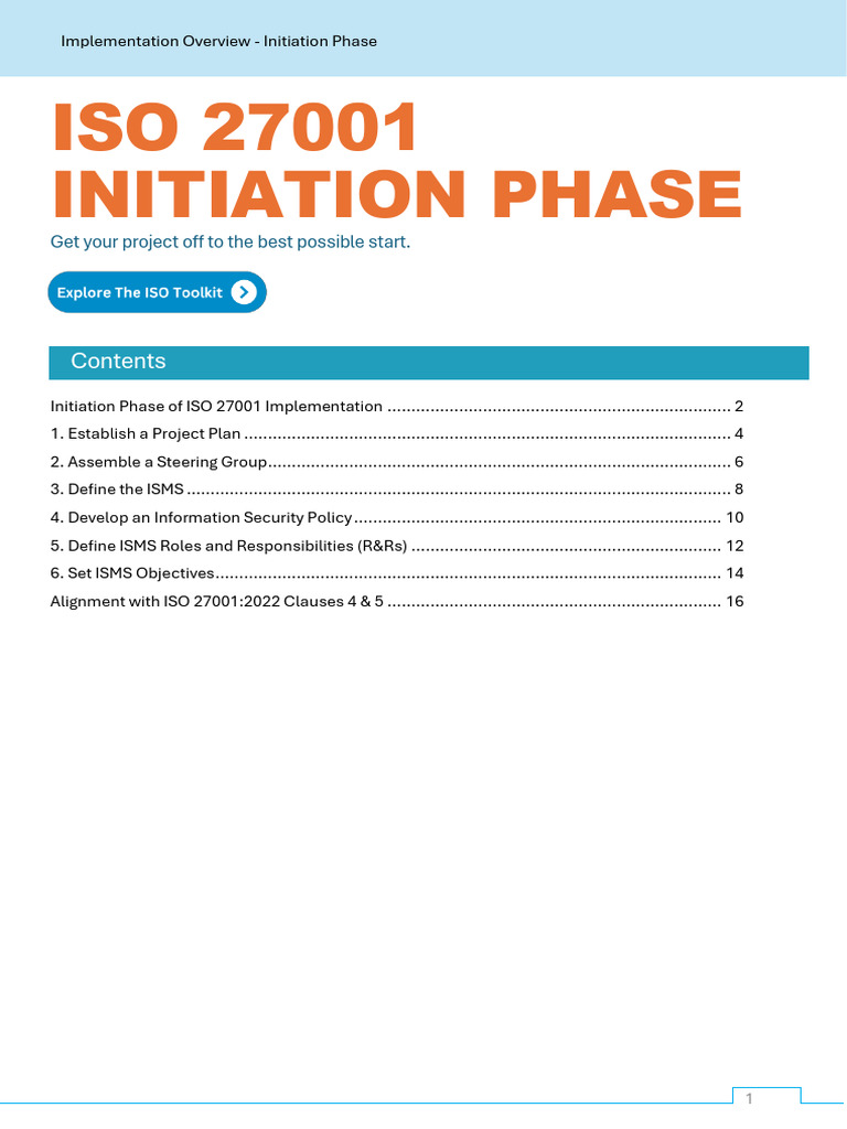 ISO 27001 Implementation Process Initiation Phase | PDF | Information Security | Goal
