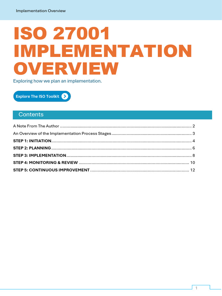 ISO 27001 Implementation Process Overview | PDF | Risk | Information Security