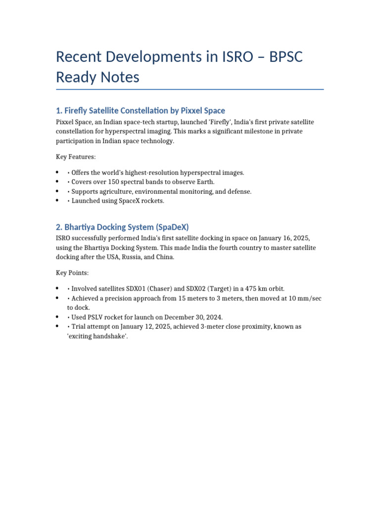 Updated ISRO Developments May2025 | PDF