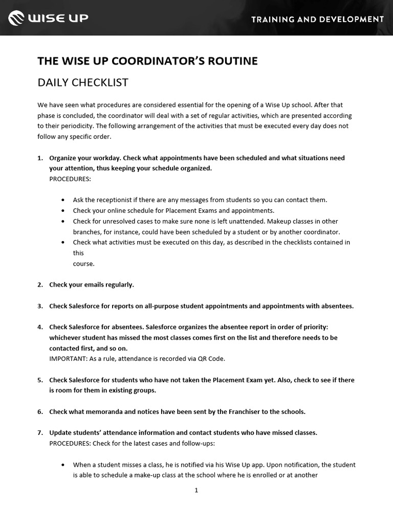 The Coordinator - S Routine (Daily Checklist) | PDF