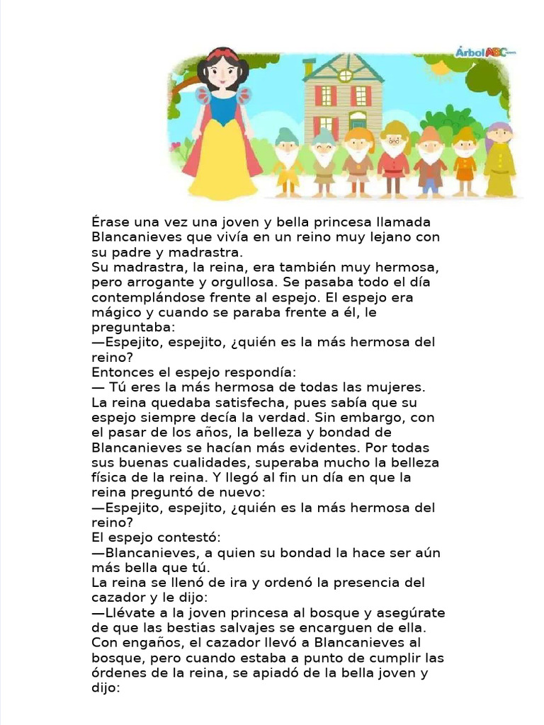 PDF Cuento de Blancanieves y Los Siete Enanitos | PDF | Blanco como la nieve