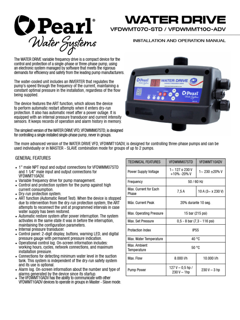 Water Drive VFD Installation Guide | PDF | Pump | Electrical Engineering