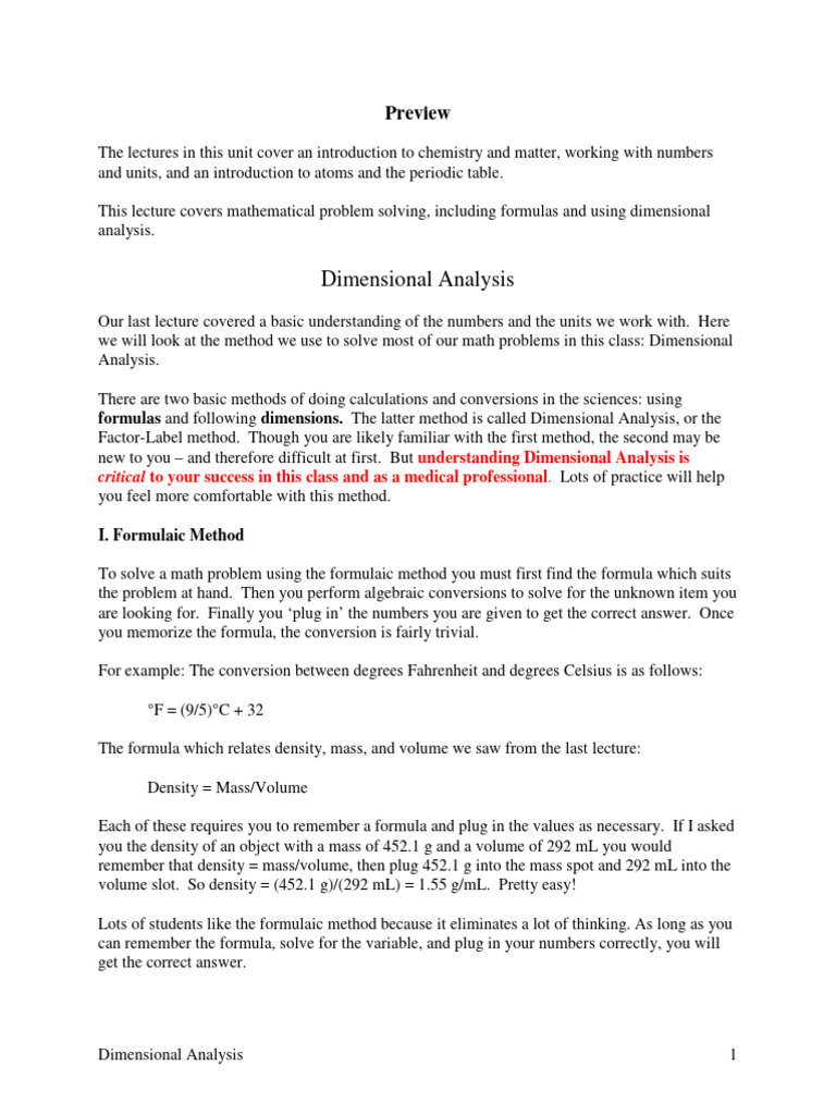Understanding Dimensional Analysis | PDF | Foot (Unit) | Formula