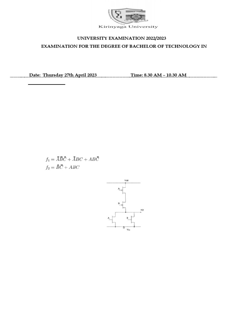 Digital Electronics II Exam Paper 2023 | PDF | Computer Memory | Logic Gate