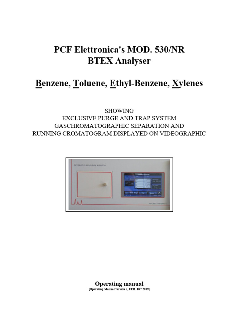 PCF Elettronica BTEX Analyser Manual | PDF | Instrumentation | Calibration