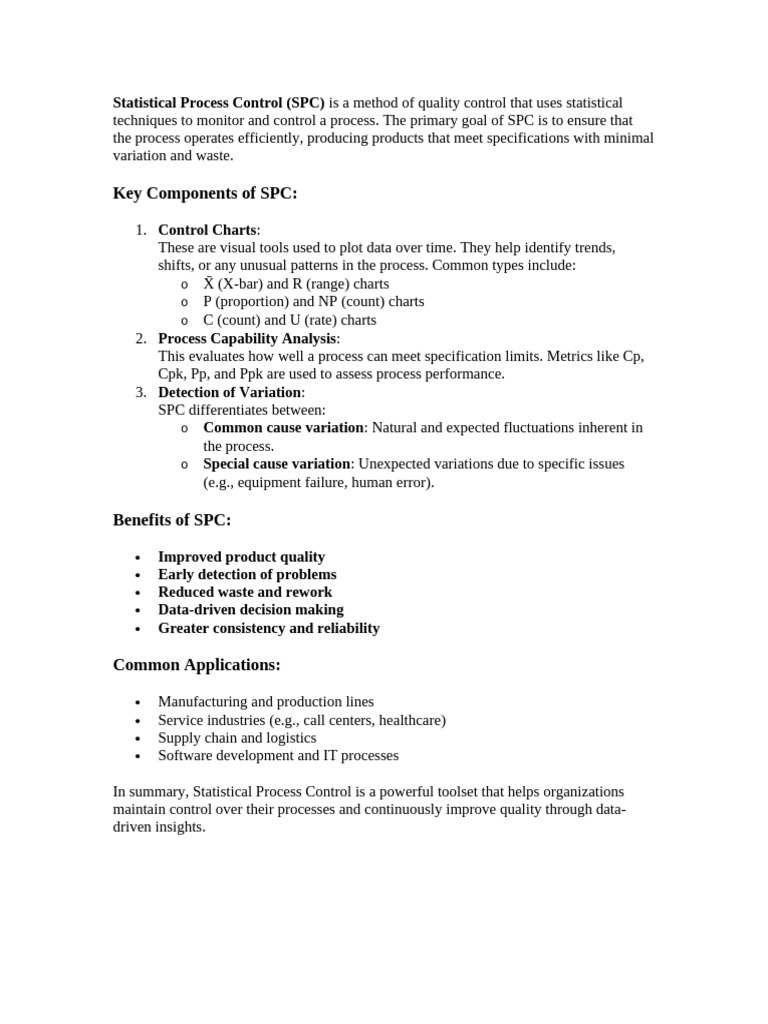 Statistical Process Control (SPC) | PDF