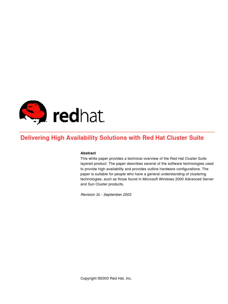 Delivering High Availability Solutions With Red Hat Cluster Suite | PDF ...