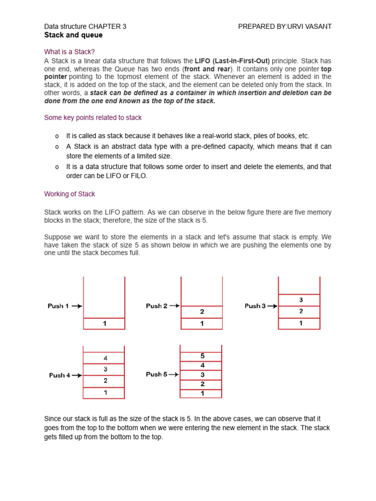 CH 3 Stack and Queue - Docx-1 | PDF | Queue (Abstract Data Type) | Computer Programming