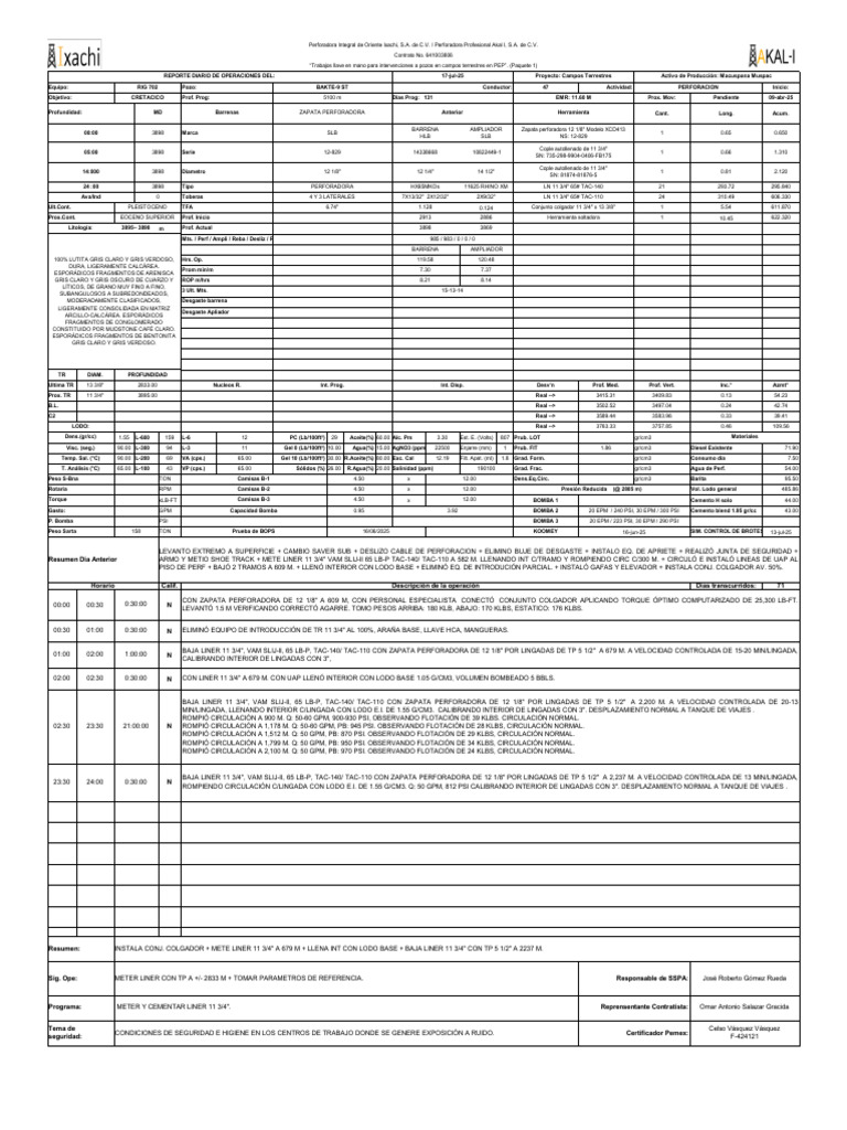 Informe de Operaciones Pozo Bakte-9 | PDF | Sedimentología | Petrología