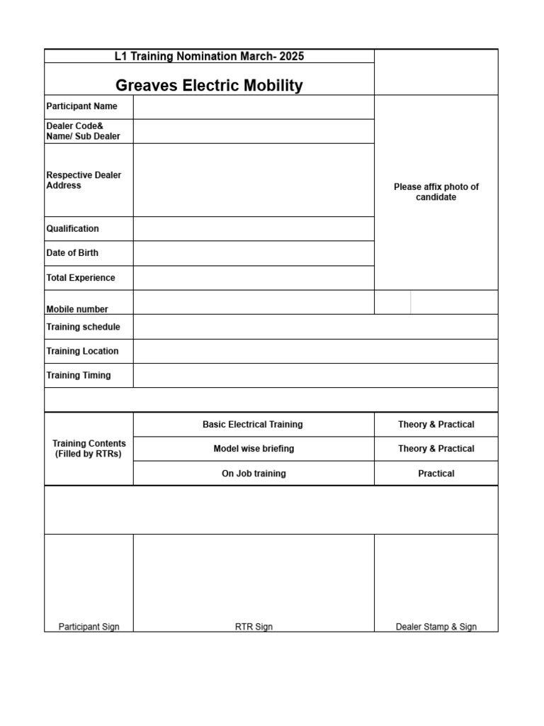 Nomination Form L1 and L2 | PDF