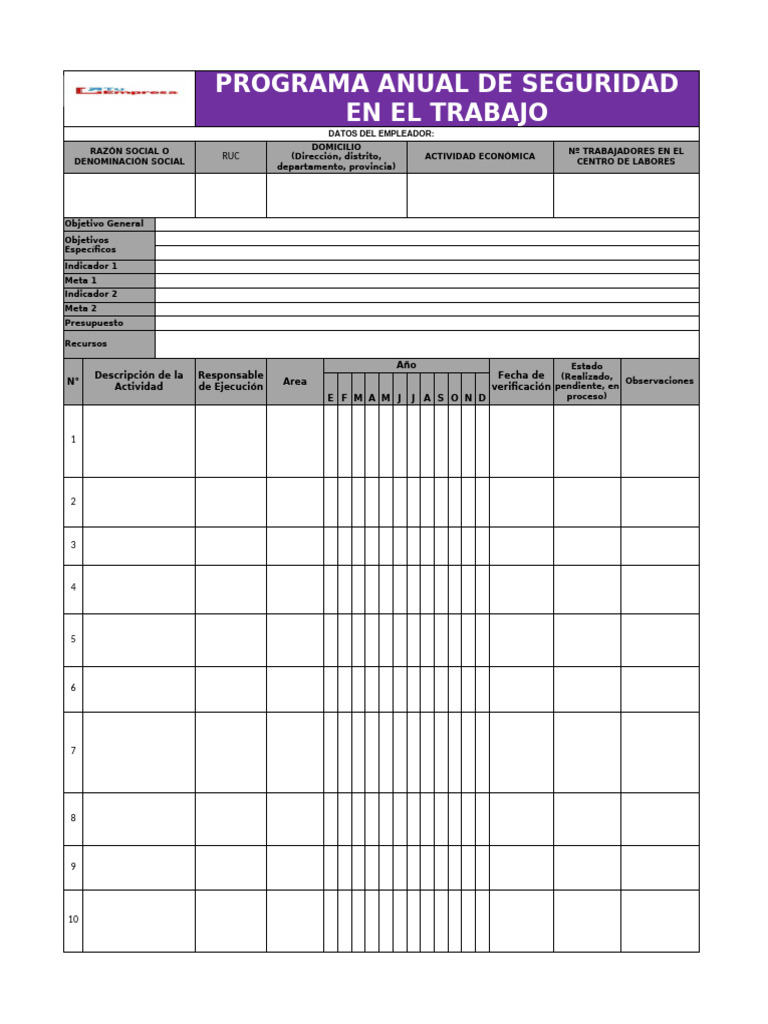 Programa Anual de SST | PDF