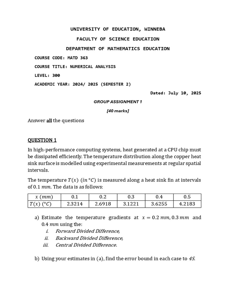 Numerical Assignment 1 | PDF