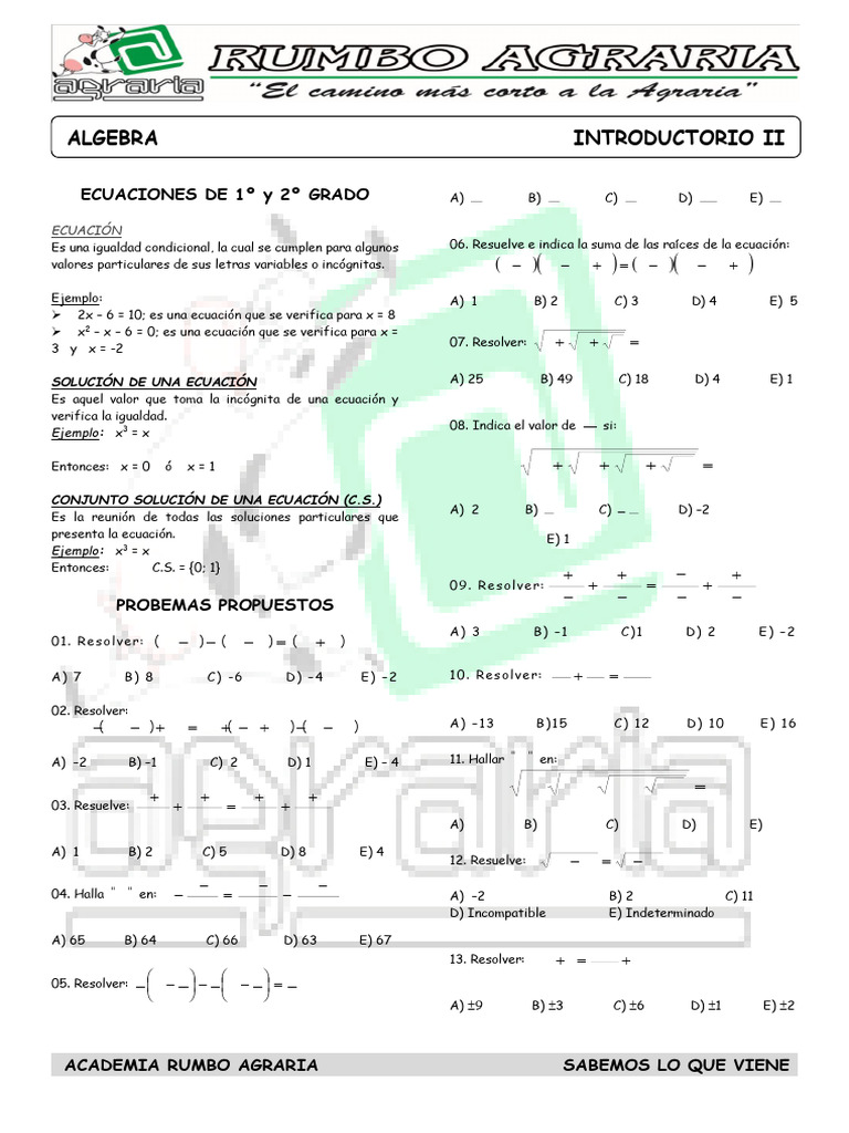 Introductorio de Algebra 2 | PDF | Ecuaciones | Conceptos matemáticos