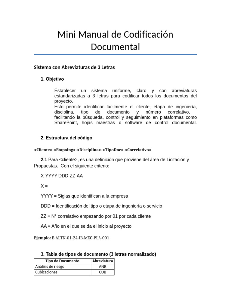 MiniManual Codificacion 3 Letras Normalizado | PDF | Ingeniería