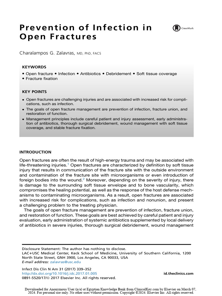 Prevention of Infection in Open Fractures 2017 - 240412 - 172116 | PDF ...