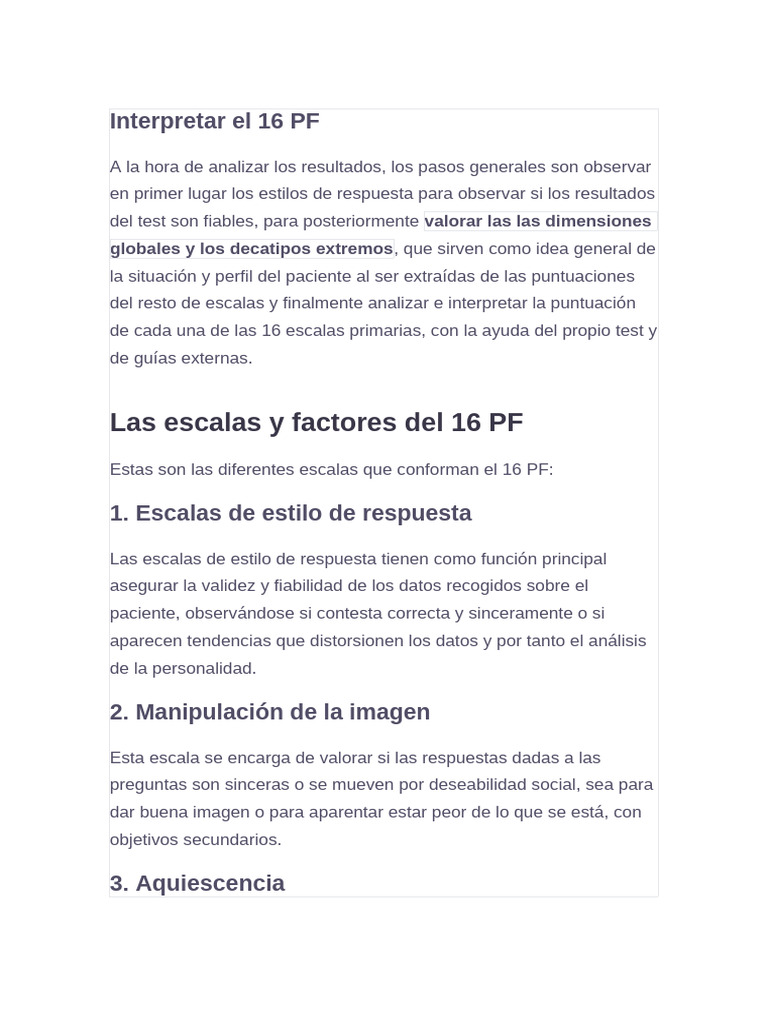 Interpretar El 16 PF | PDF | Las emociones | Inteligencia