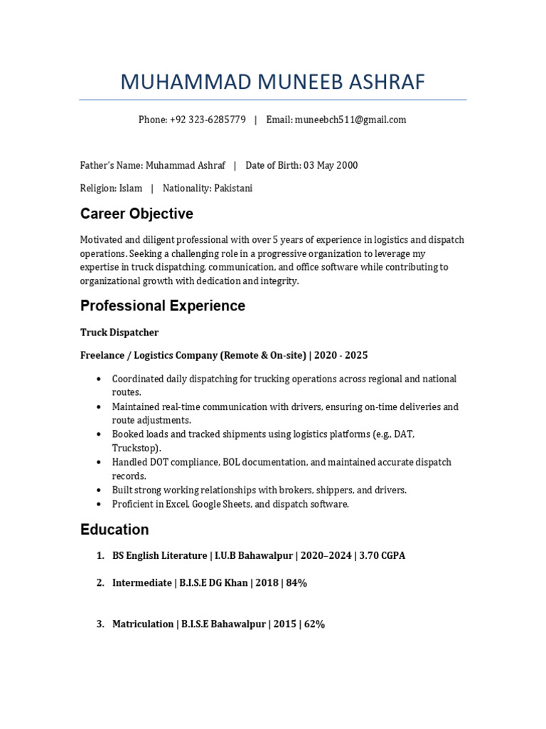 Muneeb CV | PDF