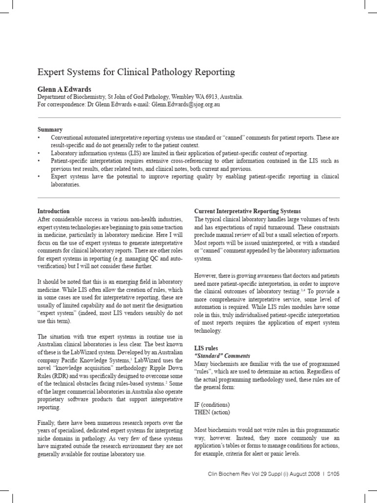 Expert Systems in Clinical Labs | PDF | Hypercholesterolemia | Medical ...