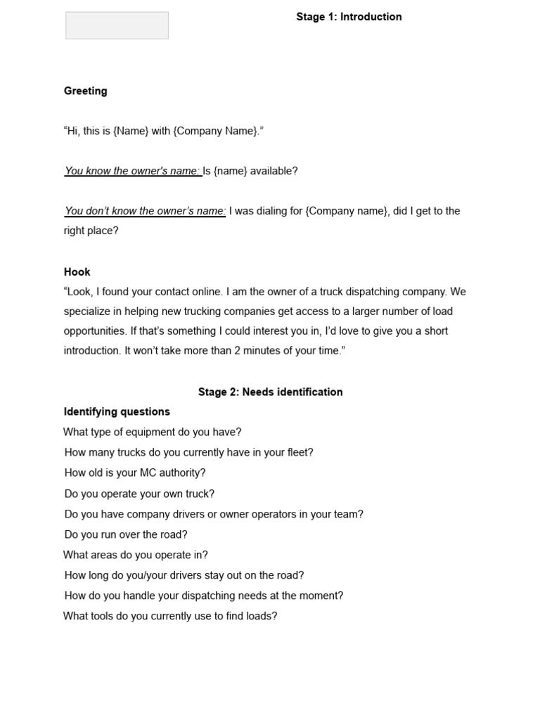 Freight Broker Sales Call Script | PDF | Fee | Business