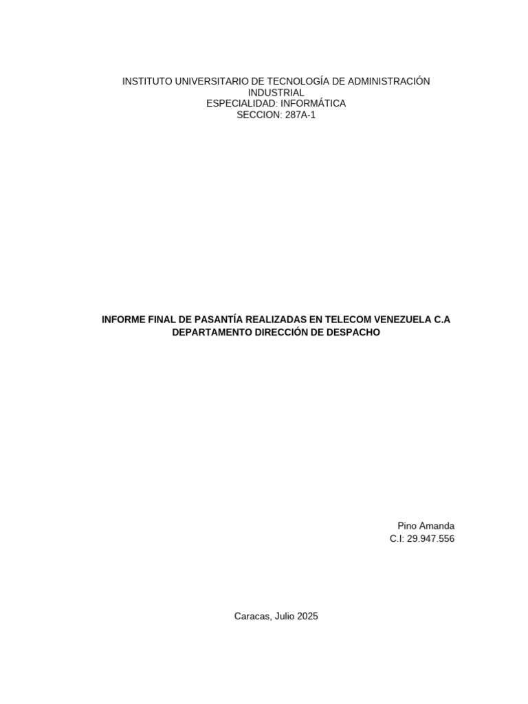 Pino Amanda Informe Pansantias Final | PDF | Diseño | Experiencia de ...