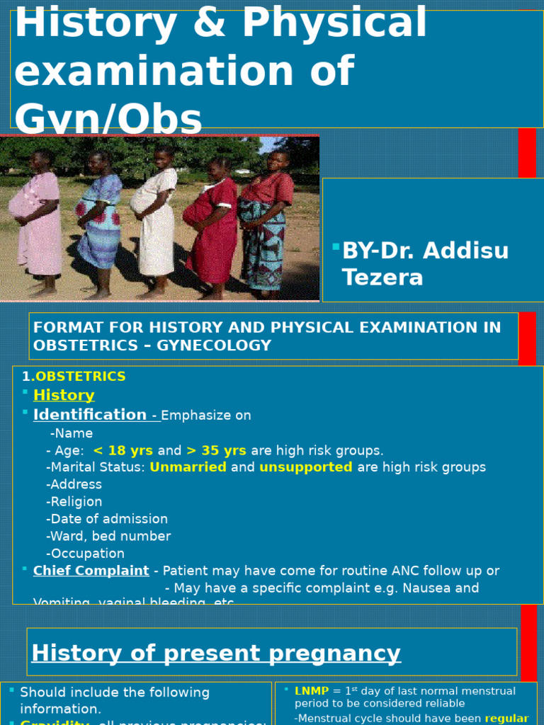History & Physical Examination in OBSTETRICS by - dr.ADDISU | PDF ...