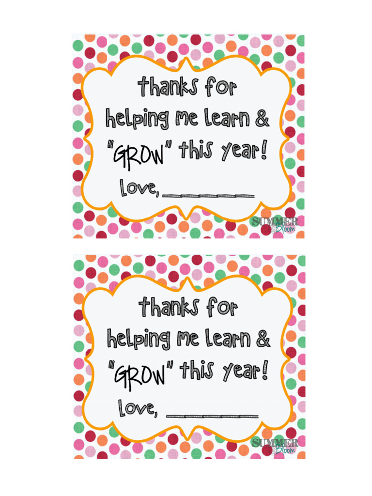 Thanks For Helping Me Learn and Grow | PDF