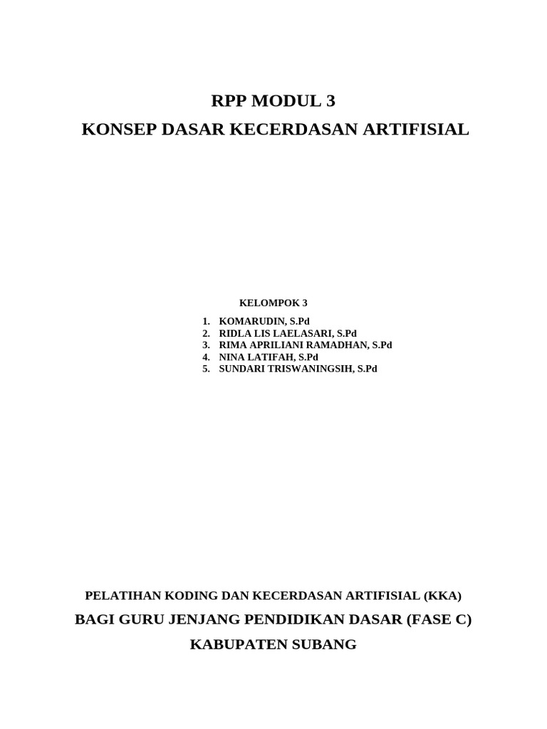 RPP Modul 3 Kelompok 3 KKA | PDF