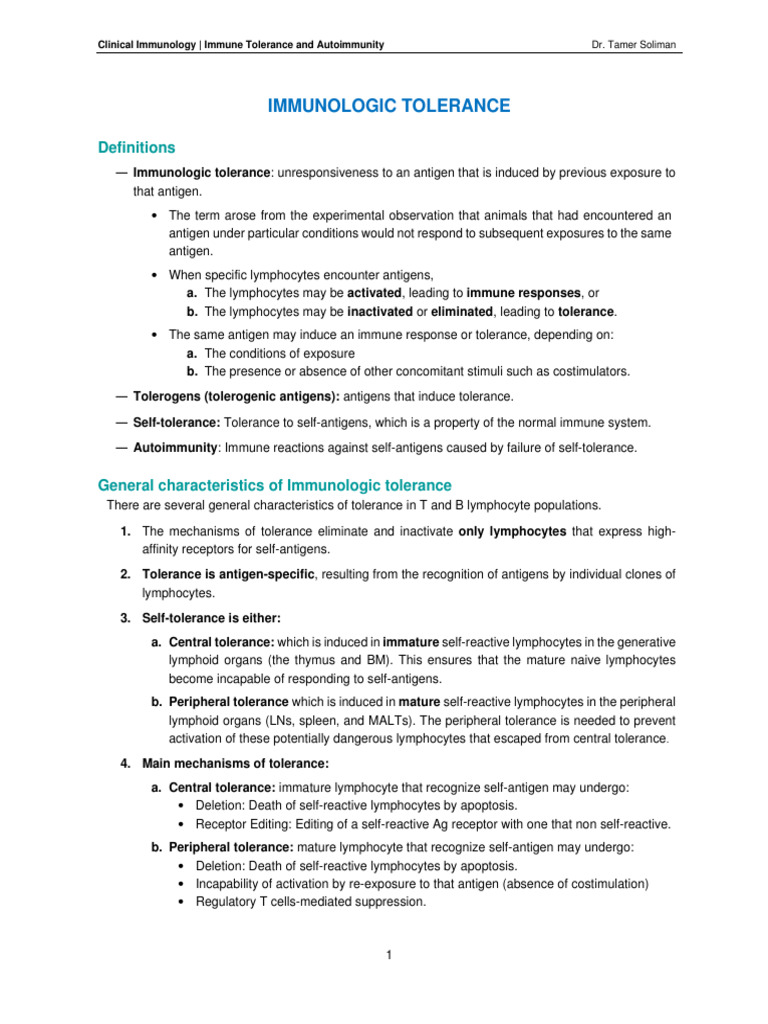 Immune Tolerance and Autoimmunity | PDF | Immune Tolerance | T Cell