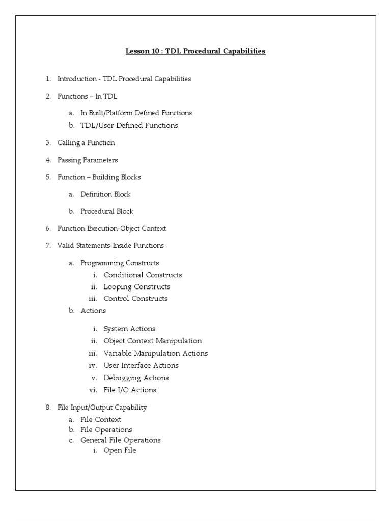Chapter 10 - TDL Procedural Capabilities | PDF | Control Flow ... Chapter 10 - TDL Procedural Capabilities | PDF | Control Flow ...