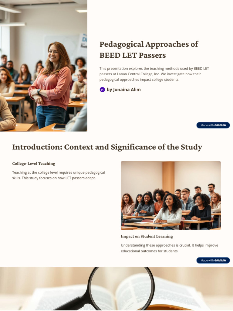 Pedagogical Approaches of BEED LET Passers | PDF | Pedagogy | Mentorship