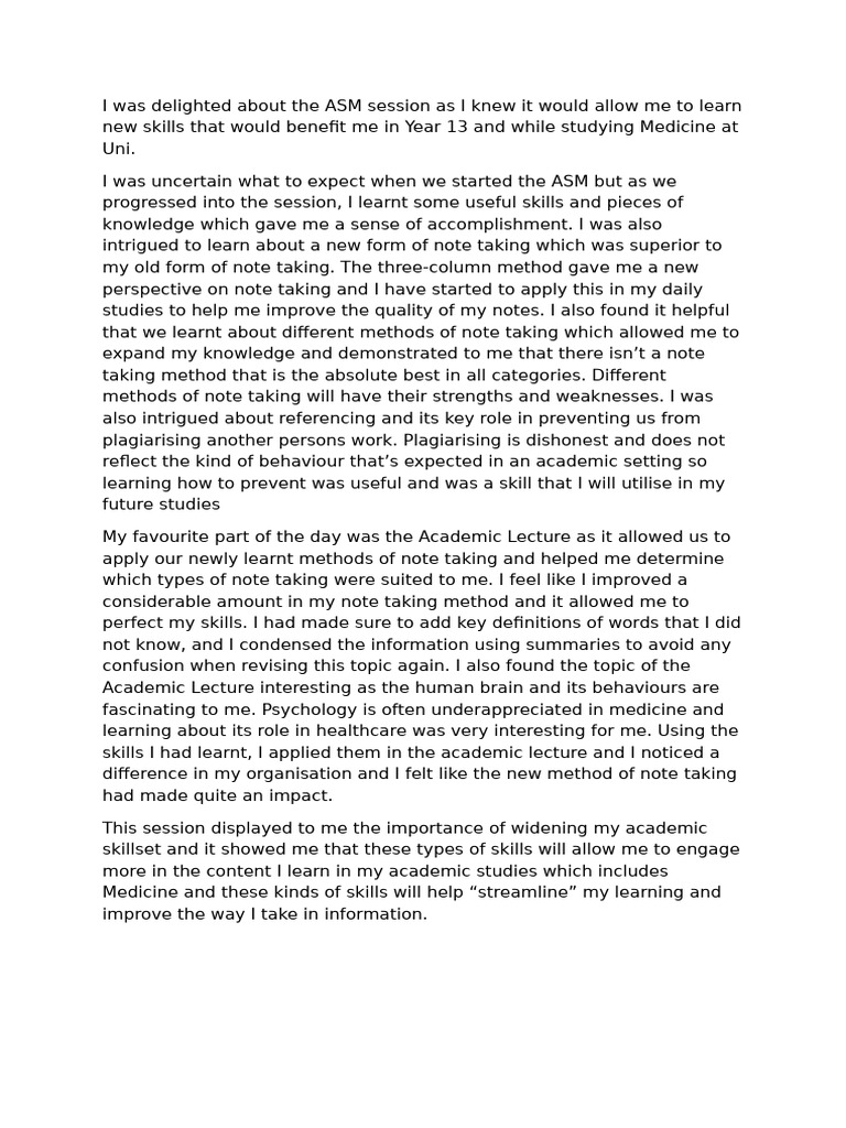 Reflective Piece ASM | PDF