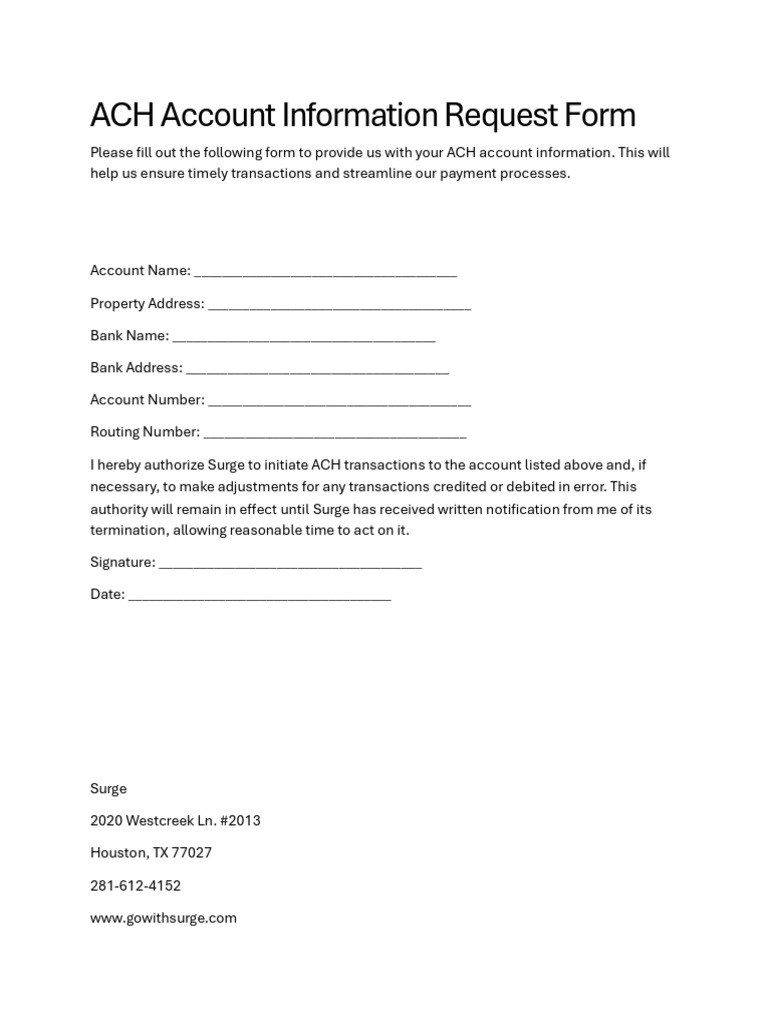 ACH Request | PDF