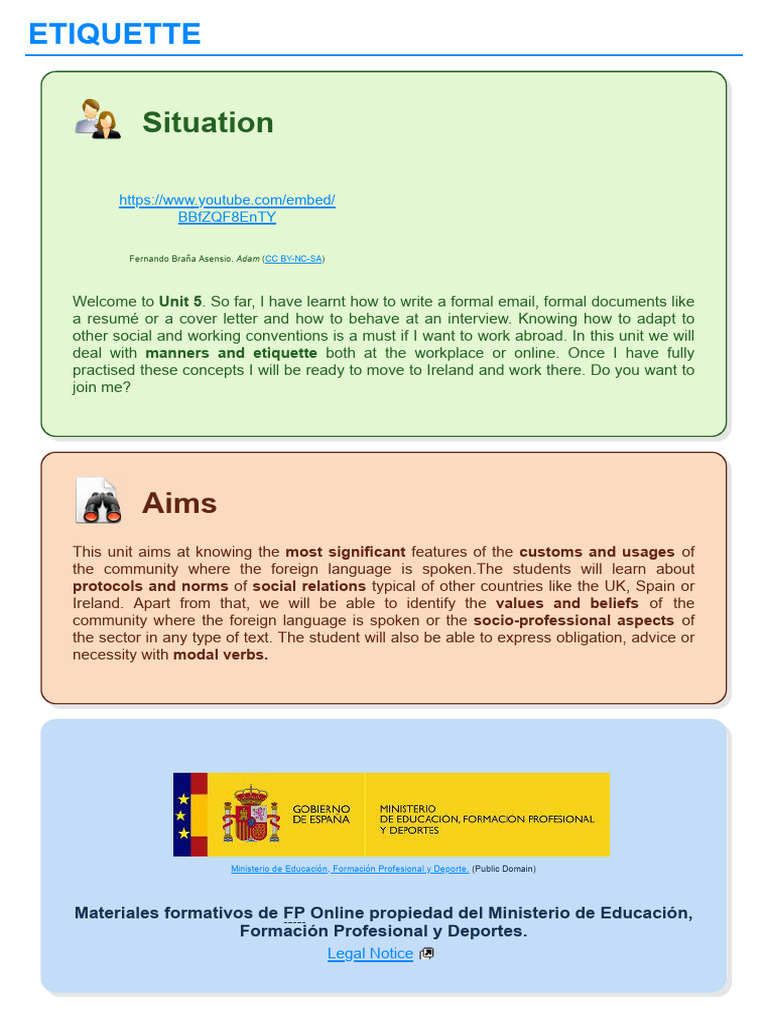 Situation: Unit 5 Manners and Etiquette | PDF | Human Communication ...