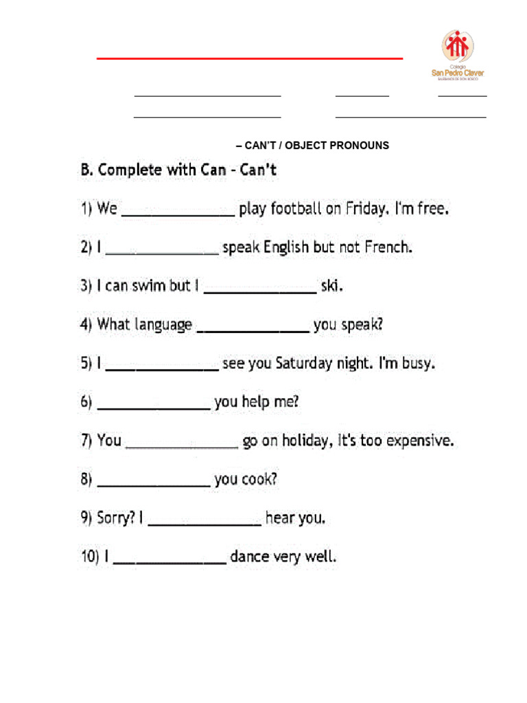 Worksheet: Object Pronouns A1 | PDF