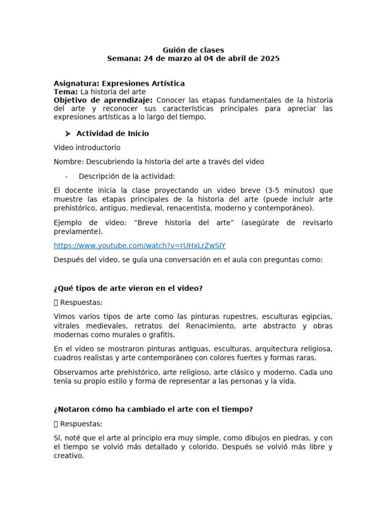 1 - Guión de Clases Semana Del 24 de Marzo Al 04 de Abril - Expresiones ...